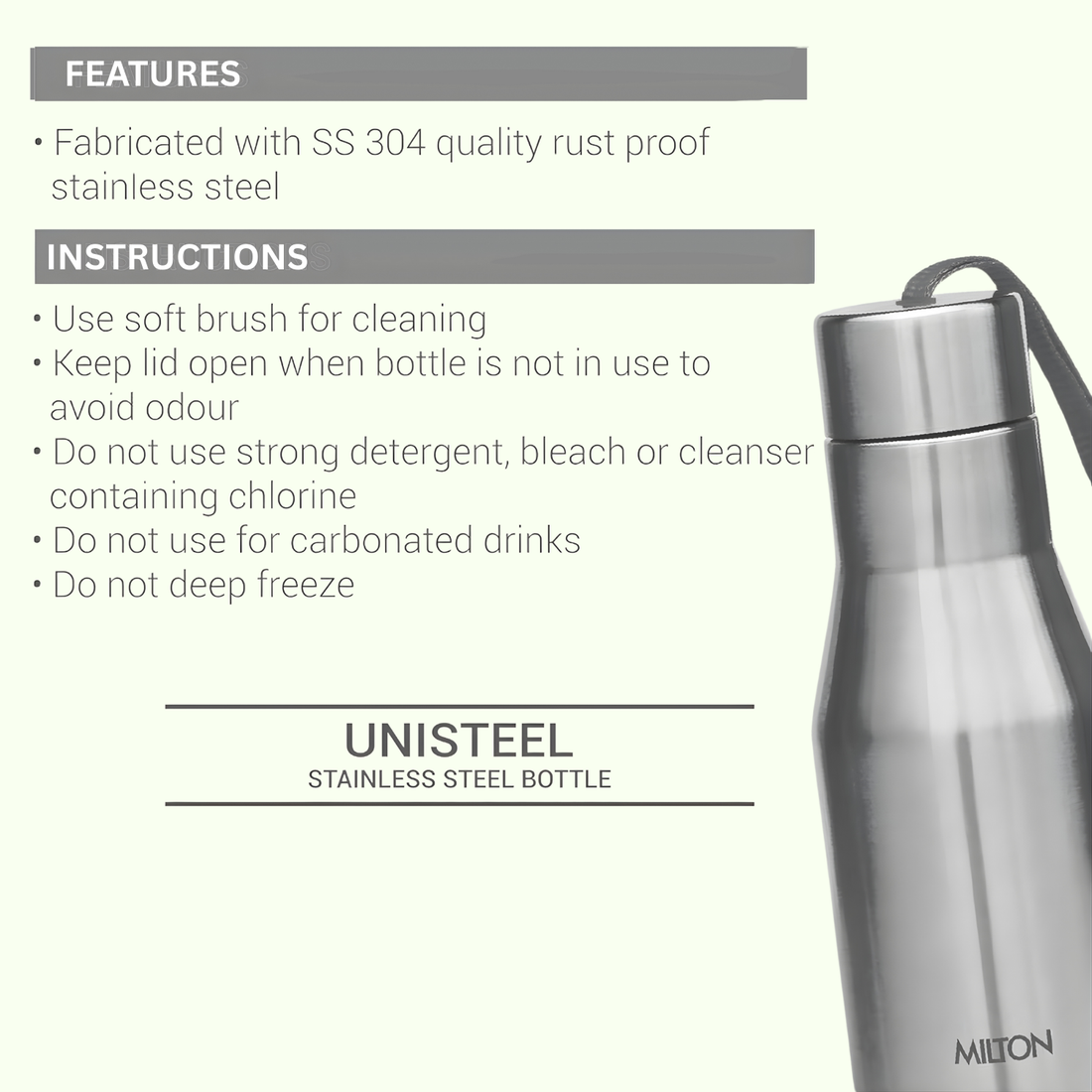 MILTON Super 1000 Single Wall Stainless Steel Bottle, Set of 3, 1000 m ...