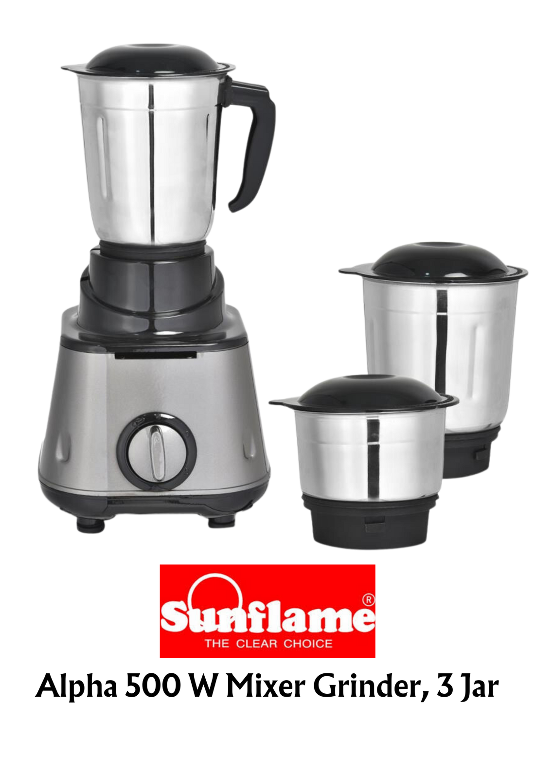Sunflame Alpha 500 Watt 3 Jar Mixer Grinder – Surana Sons