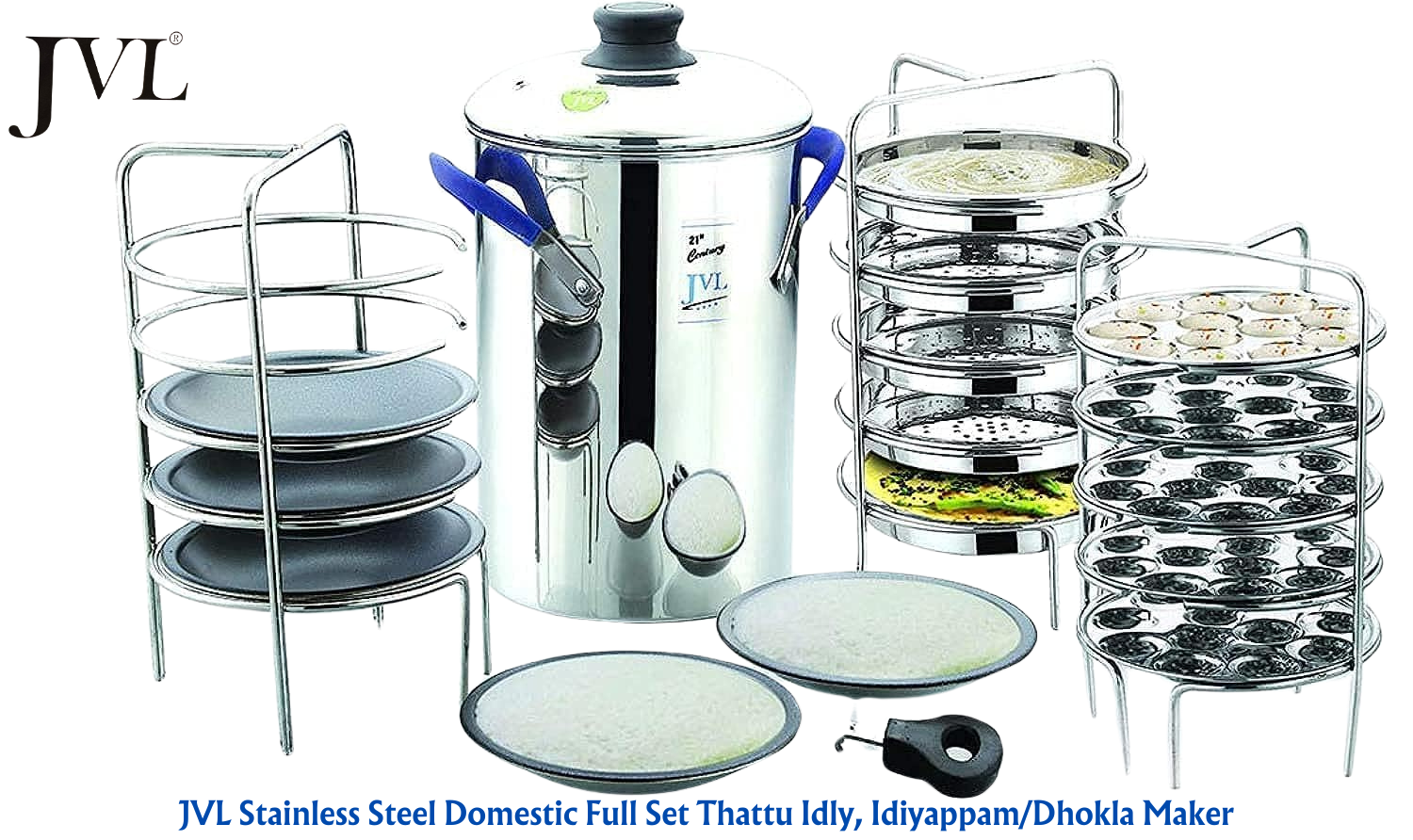 JVL Stainless Steel Full Set Thattu Idly, Idiyappam / Idla / Steamer ...